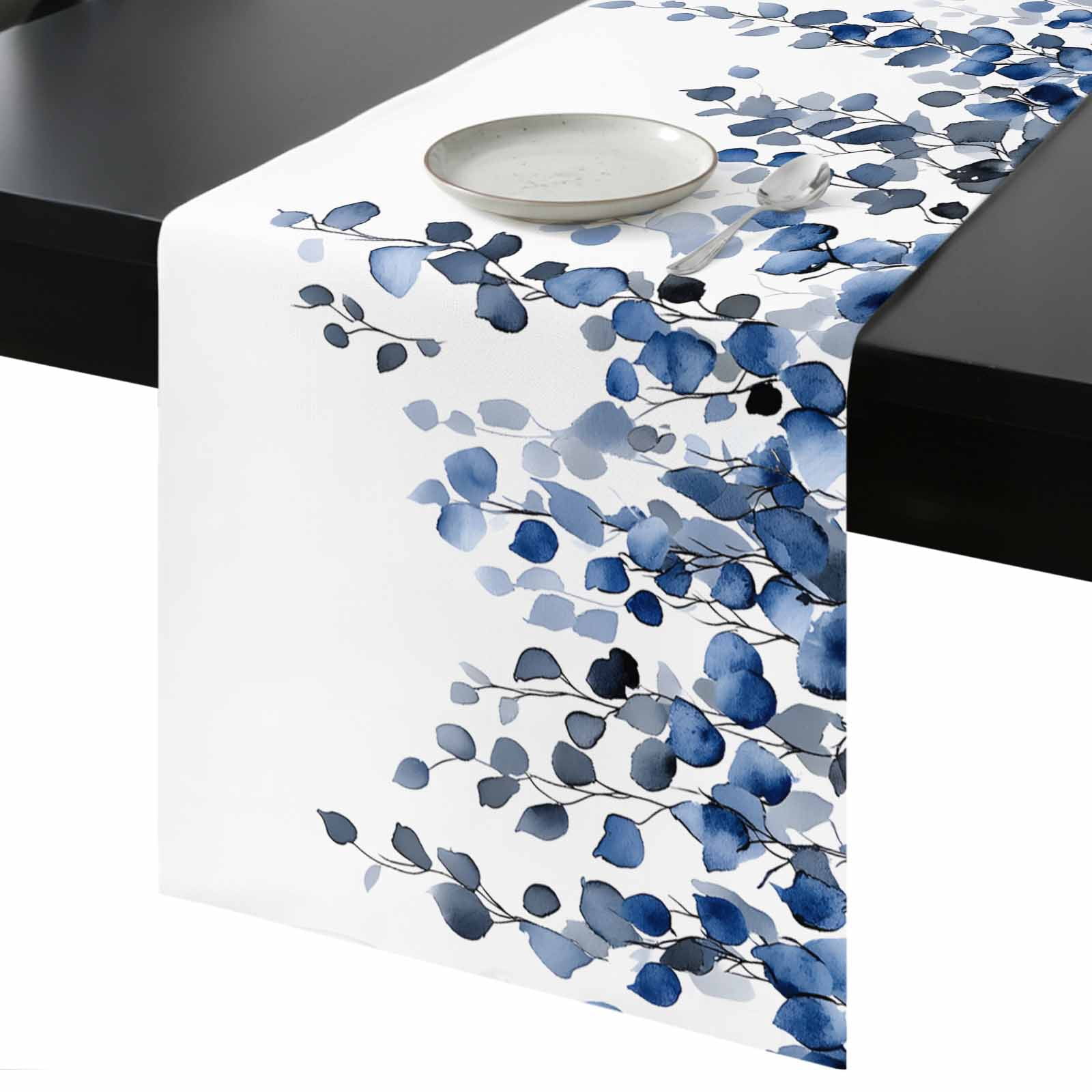 Blue Eucalyptus Leaves Table Runner 13x120 Inch Rustic Summer ...