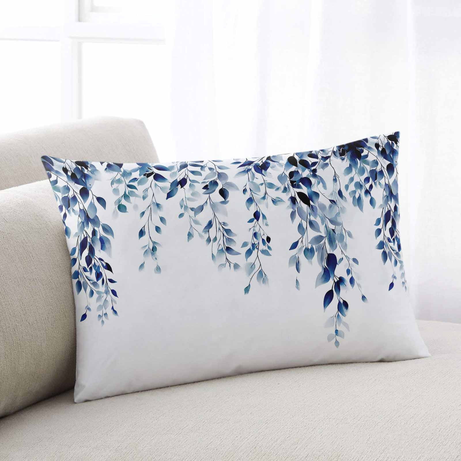 Blue Eucalyptus Leaves Throw Pillow Covers, Weeping Botanical ...