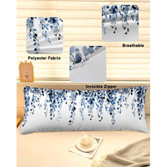 Blue Eucalyptus Leaves Throw Pillow Covers, Weeping Spring Botanical ...