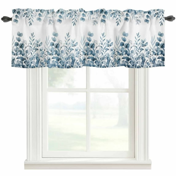 Blue Eucalyptus Leaves Valances for Windows Summer Plants Leaf Floral ...
