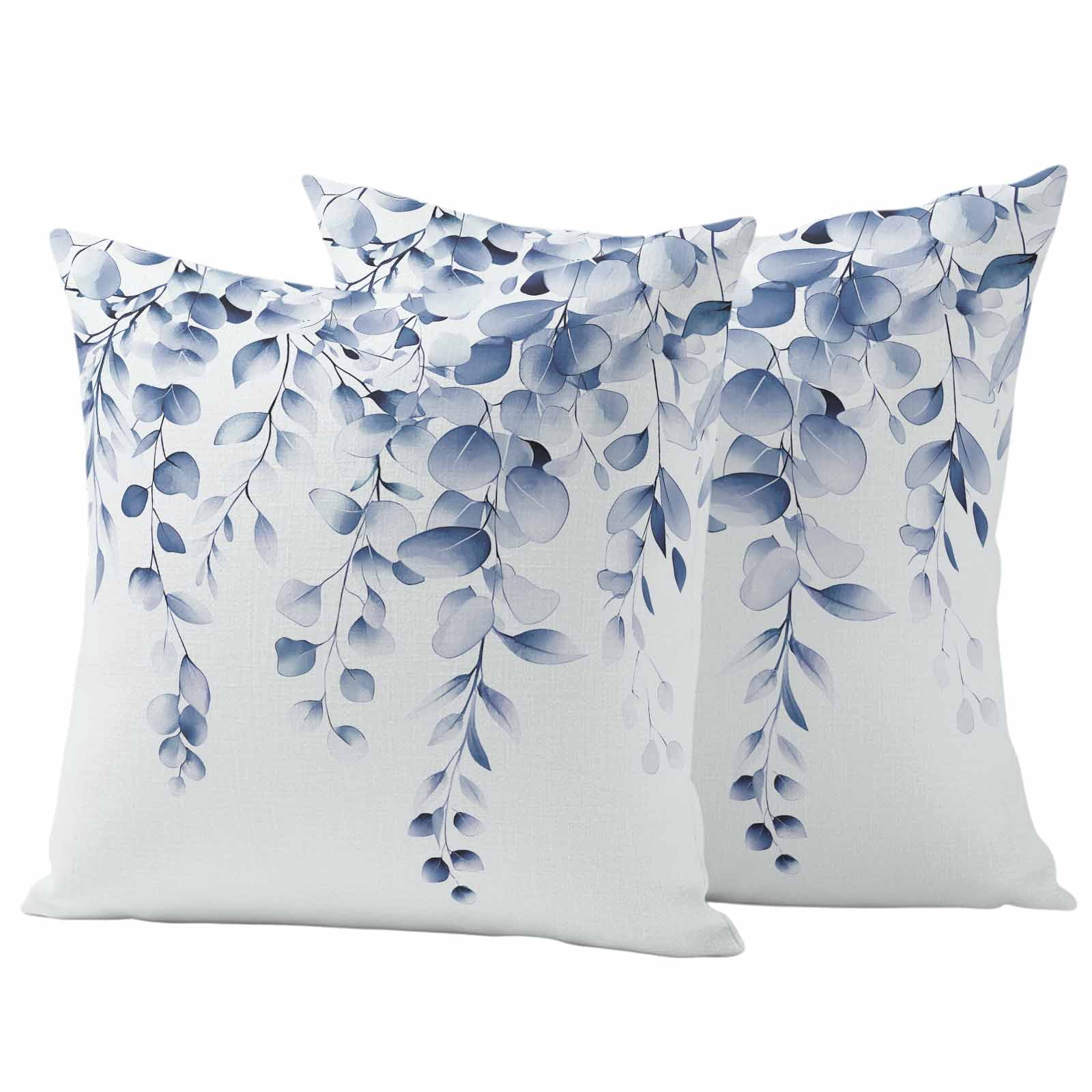 Blue Eucalyptus Outdoor Pillow Covers 20"x20" Set of 2,Waterproof Throw ...
