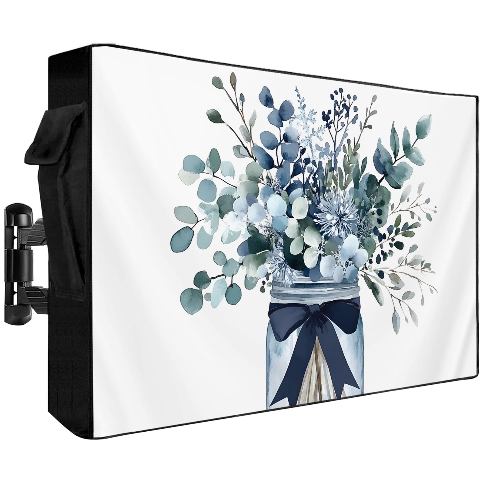 Blue Eucalyptus Outdoor TV Cover 52 to 55 inch Leaves Bottle Ribbon ...