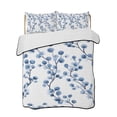Blue Eucalyptus Quilts Bedding Set Queen Size Spring Botanical Branch ...