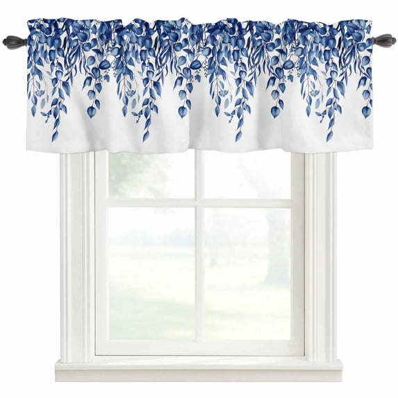 Blue Eucalyptus Rod Pocket Curtain Valance, Weeping Botanical ...