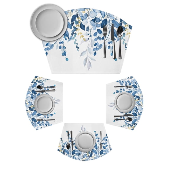Blue Eucalyptus Round Table Placemats Set of 6 Wedge Placemats ...