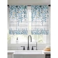 Blue Eucalyptus Sheer Curtains 45 Inches Long 2 Panels Leaves Branches ...