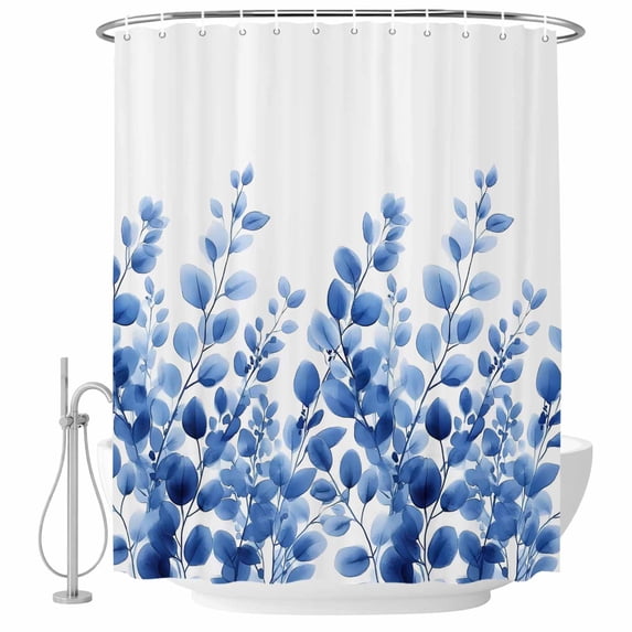 Blue Eucalyptus Shower Curtain Set - Small 36" x 72" Washable Bathtub ...