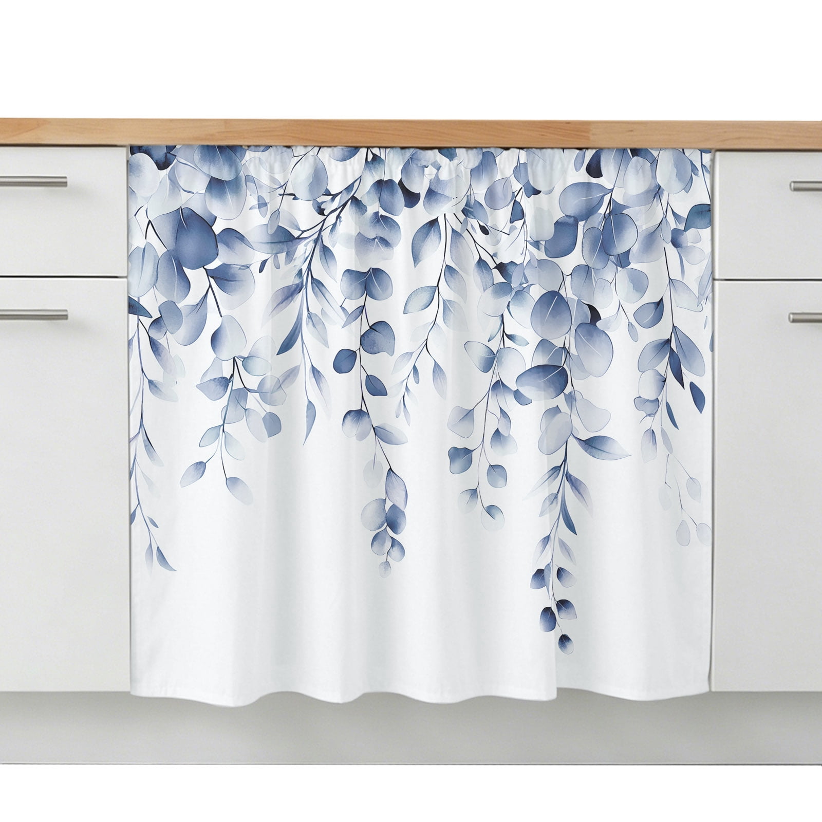 Blue Eucalyptus Sink Skirt 11"W x 13"L,Dustproof Under Sink Curtain ...