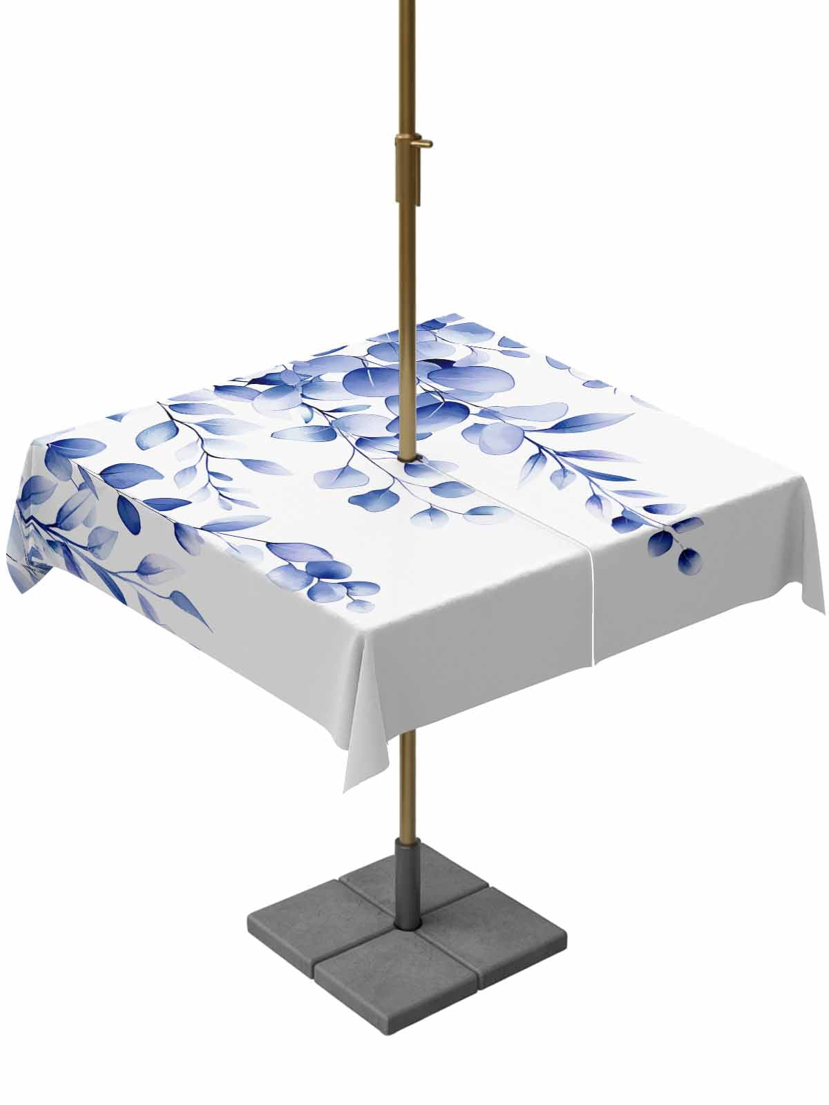 Blue Eucalyptus Table Cloth Rectangle Outdoor Tablecloth, Botanical ...