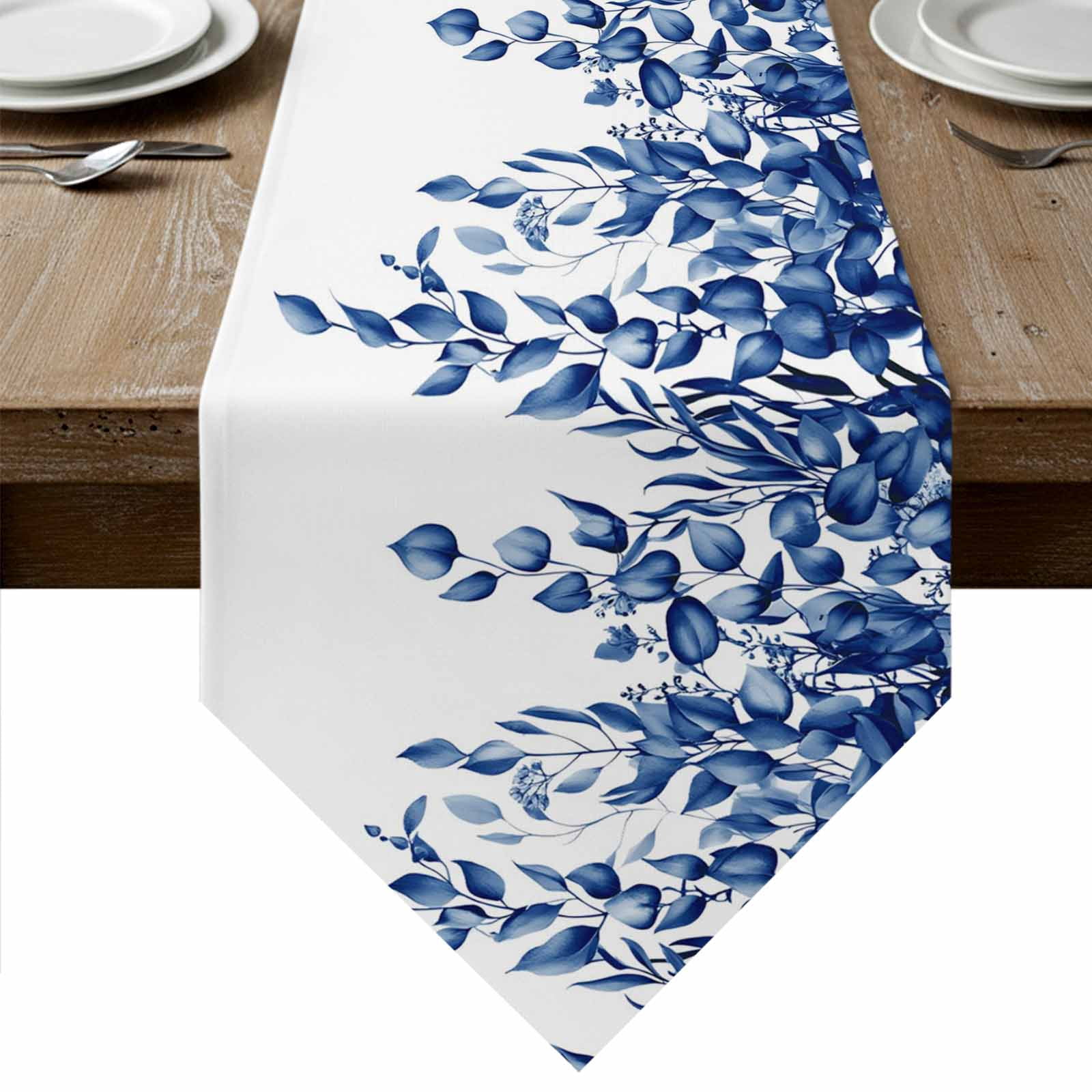 Blue Eucalyptus Table Runner Linen Burlap Table Runner 72 Inches Long ...