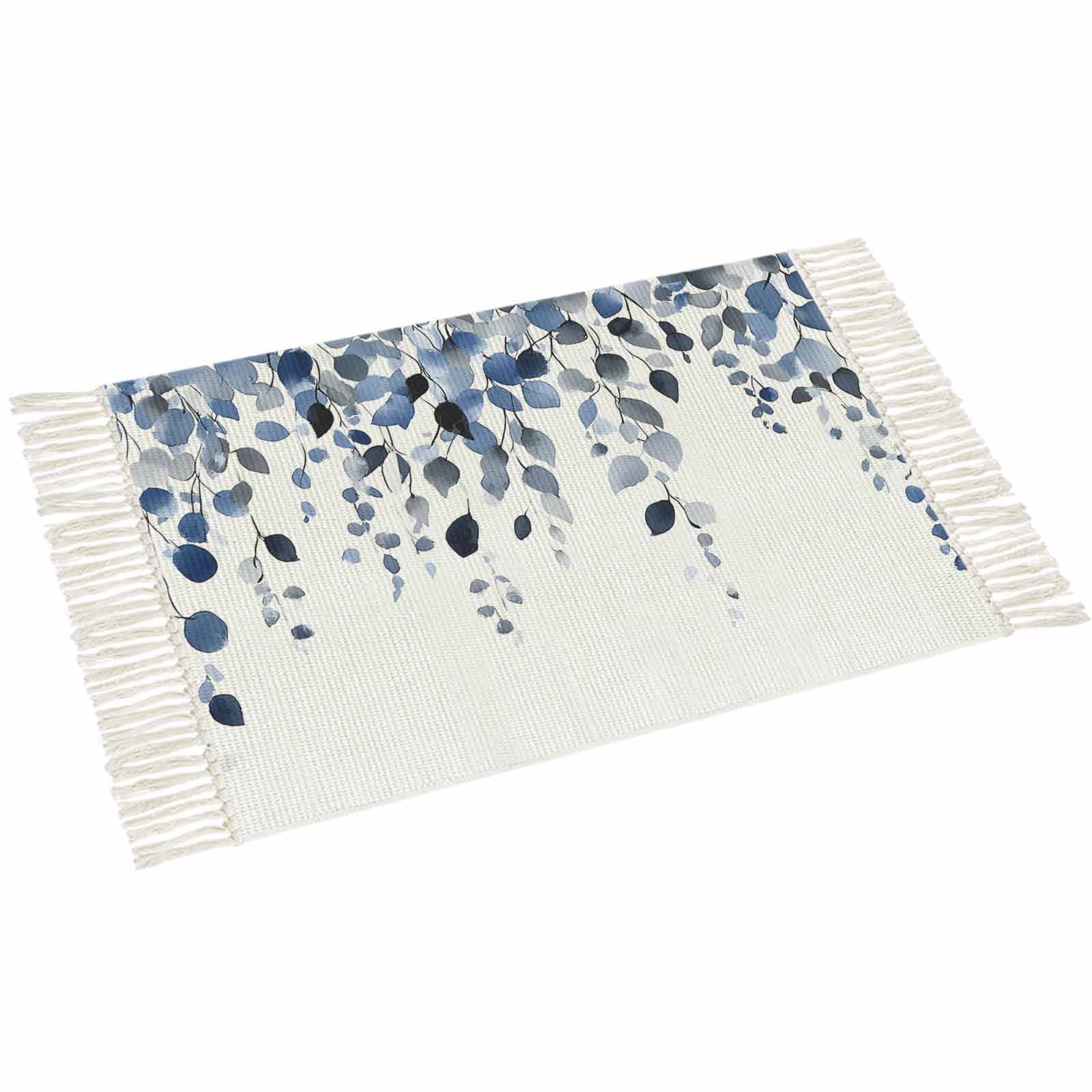 Blue Eucalyptus Washable Bath Rug - 2x3 Entry Rug Washable Indoor ...