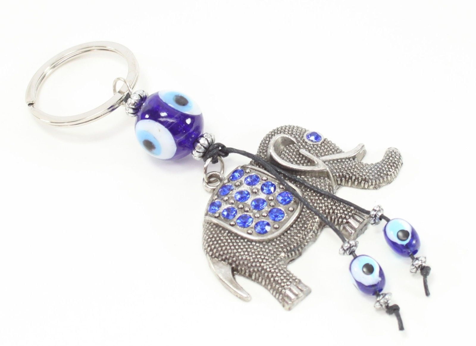 Blue Evil Eye Elephant Keychain Blessing Protection Religious Gift ...