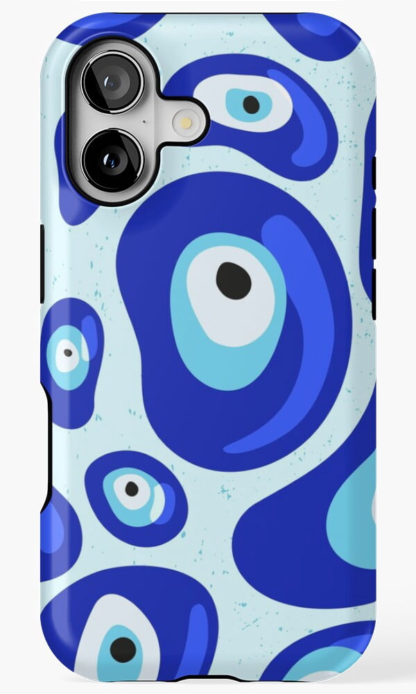 Blue Evil Eye Protection Pebble Pattern Phone Case for iPhone 11 12 13 ...