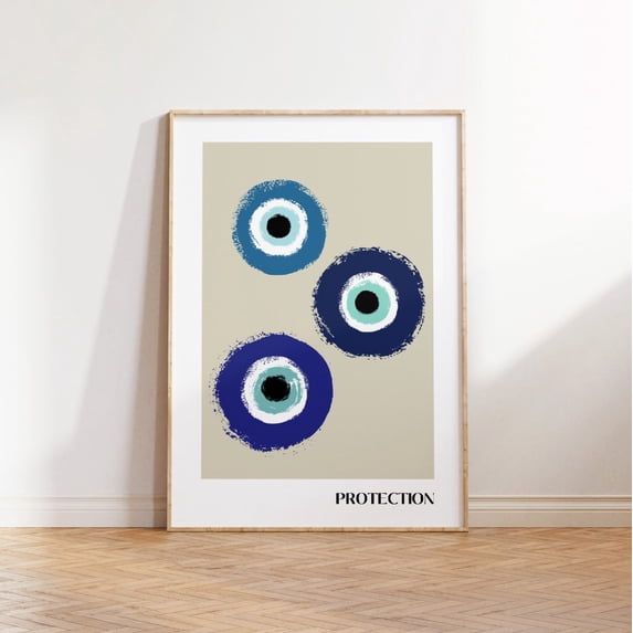 Blue Evil Eye Spiritual Protection Wall Art, Stretched Canvas Size ...
