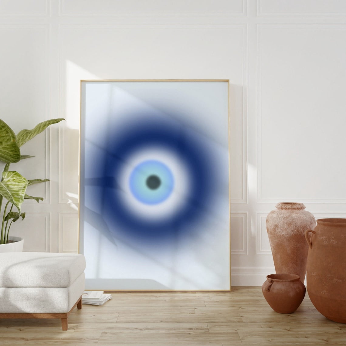 Blue Evil Eye Spiritual Protection Wall Art, Unframed Canvas Size 12x18 ...