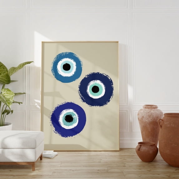 Blue Evil Eye Spiritual Protection Wall Art, Unframed Paper Print Size ...
