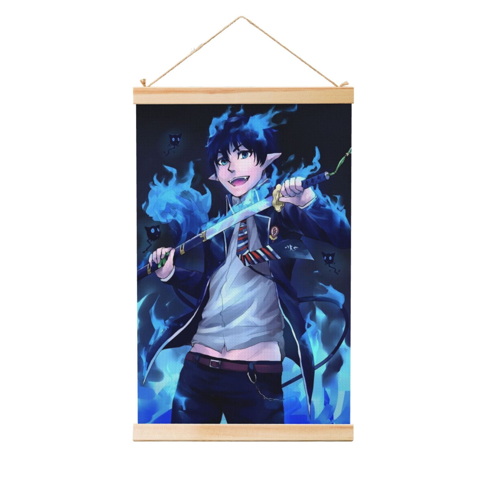 Blue Exorcist Poster Aesthetic Canvas Wooden Shaft Wall Art Hanging ...