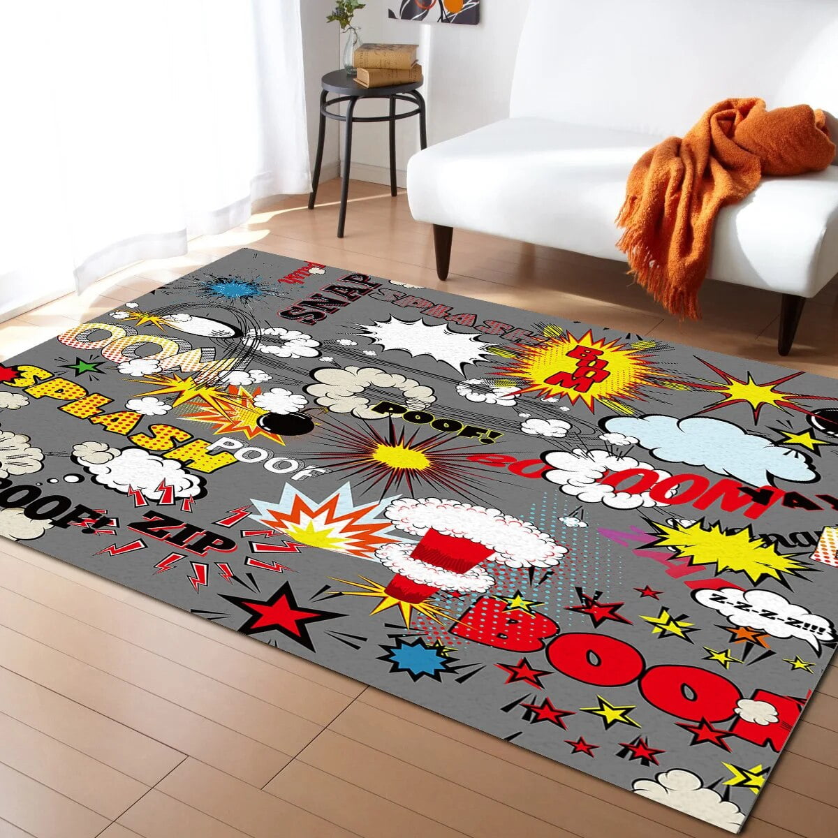Blue Explosion Punk Graffiti Rugs for Bedroom Home Carpet Living Room ...