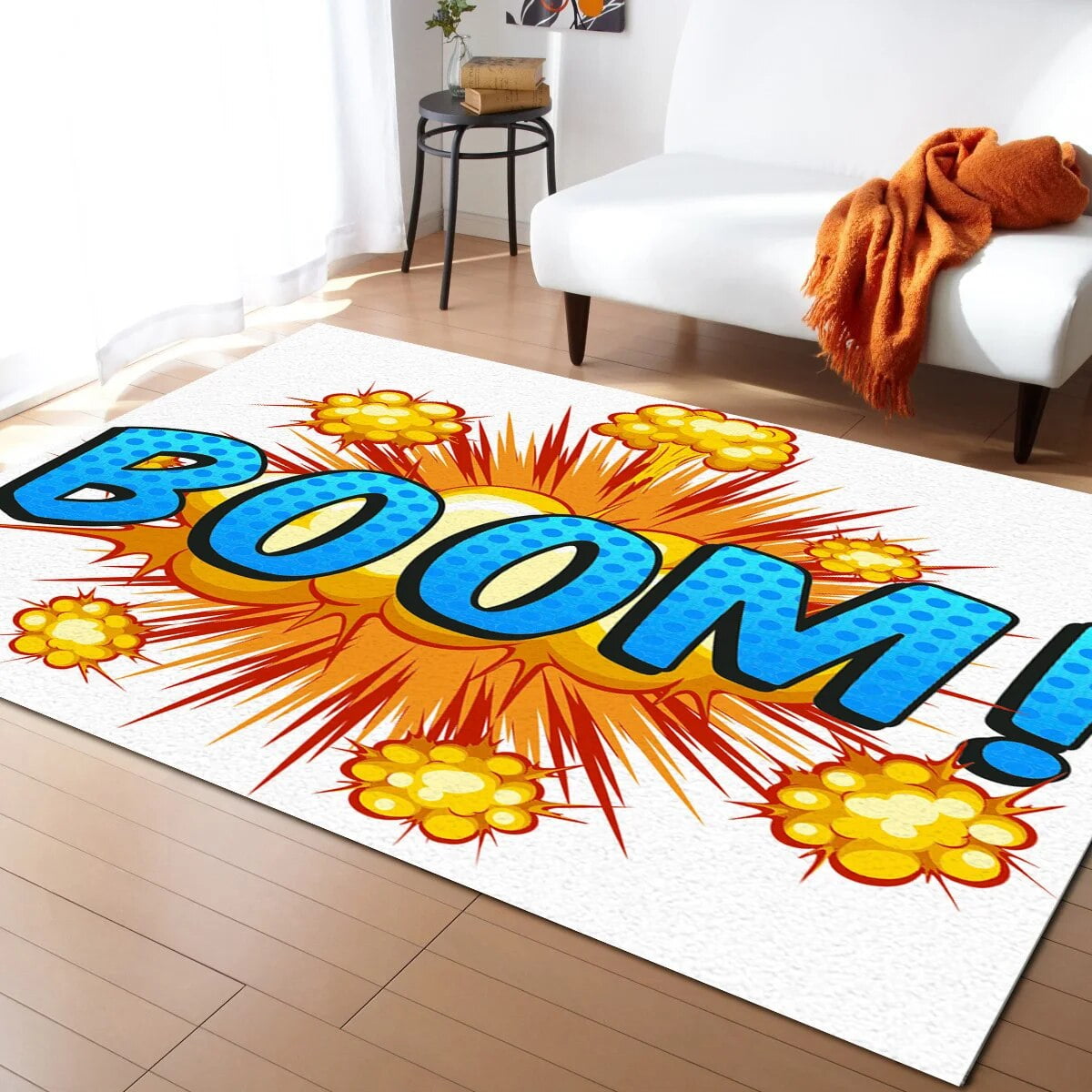 Blue Explosion Punk Graffiti Rugs for Bedroom Home Carpet Living Room ...