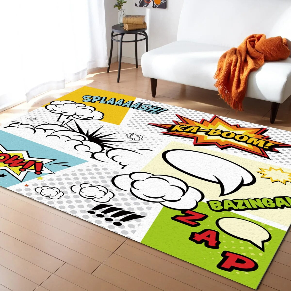 Blue Explosion Punk Graffiti Rugs for Bedroom Home Carpet Living Room ...