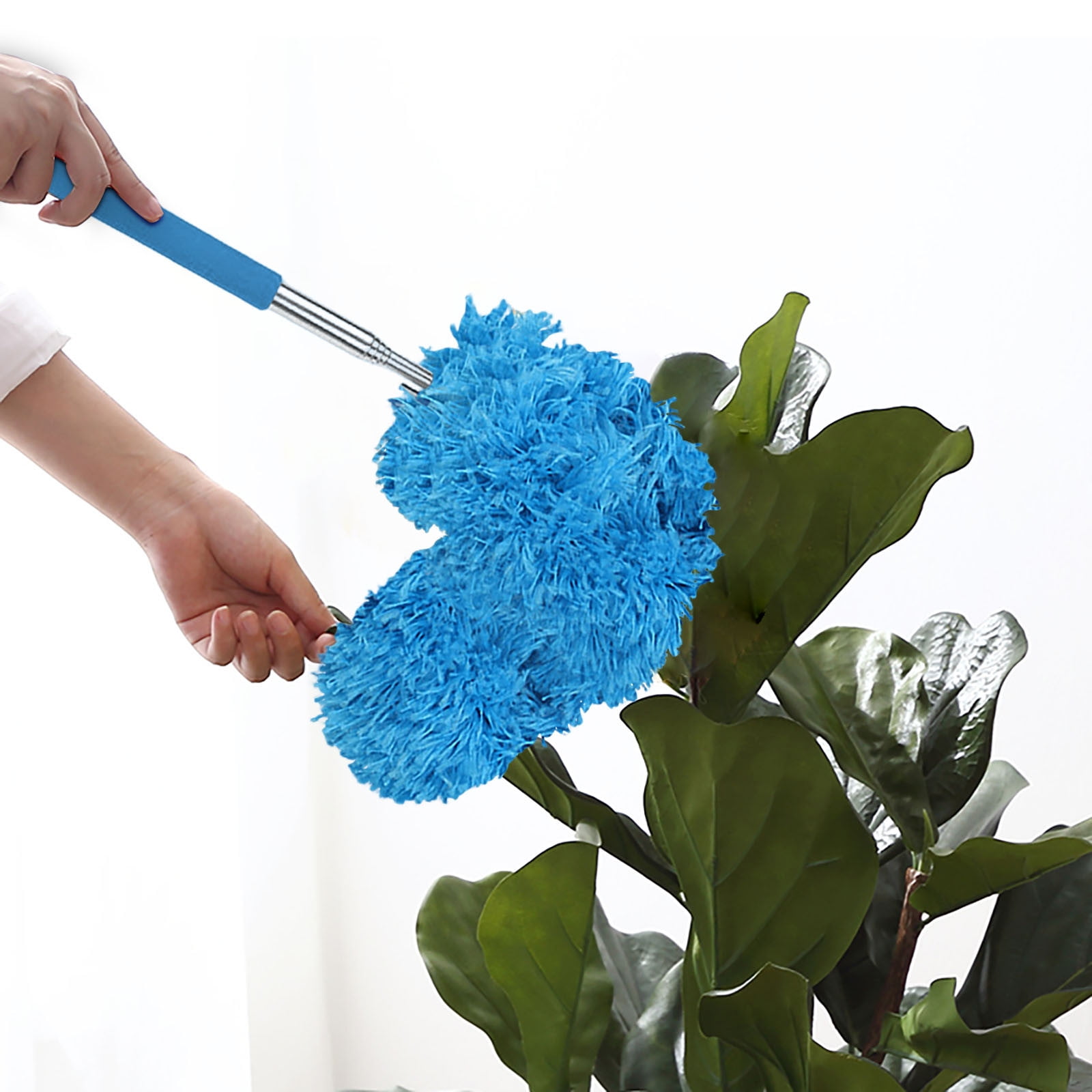 Blue Extendable Telescoping Dust Wand - Bendable Fiber Duster Head w ...