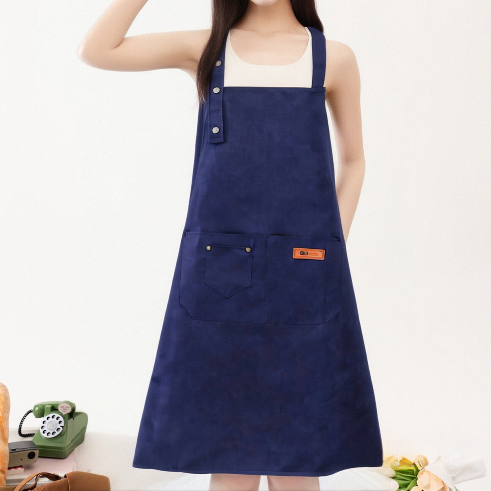 Blue Extra Long Kitchen Apron Waterproof Oil Proof Cooking Baking Apron ...