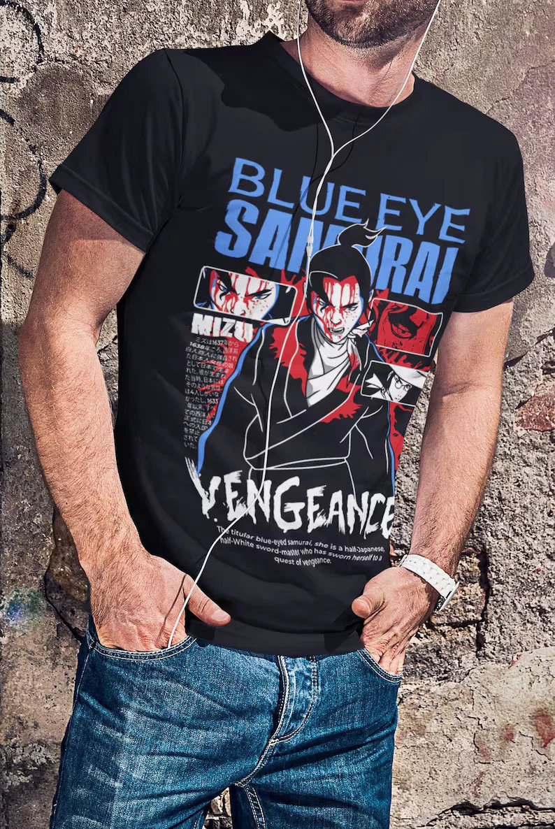 Blue Eye Samurai Inspired Mizu Black Manga Anime Unisex T-Shirt ...