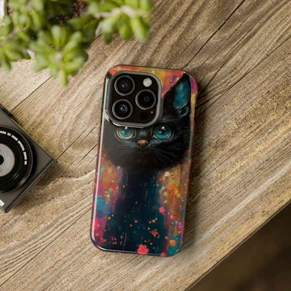Blue Eyed Cat Cute Feline Graphic Phone Case with iPhone 17 to 11 Pro ...
