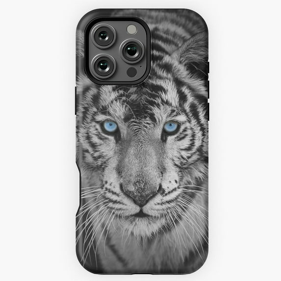 Blue Eyed Tiger Bengal Wildlife Art iPhone Case 17 16 15 14 13 12 11 ...