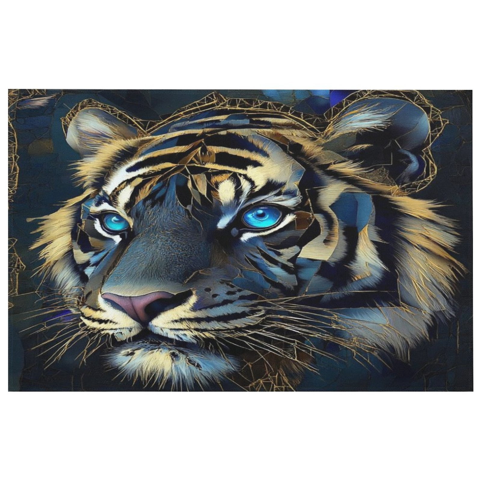 Blue-Eyed Tiger Portrait Adult Home Decor Bedroom Living Room Crystal ...
