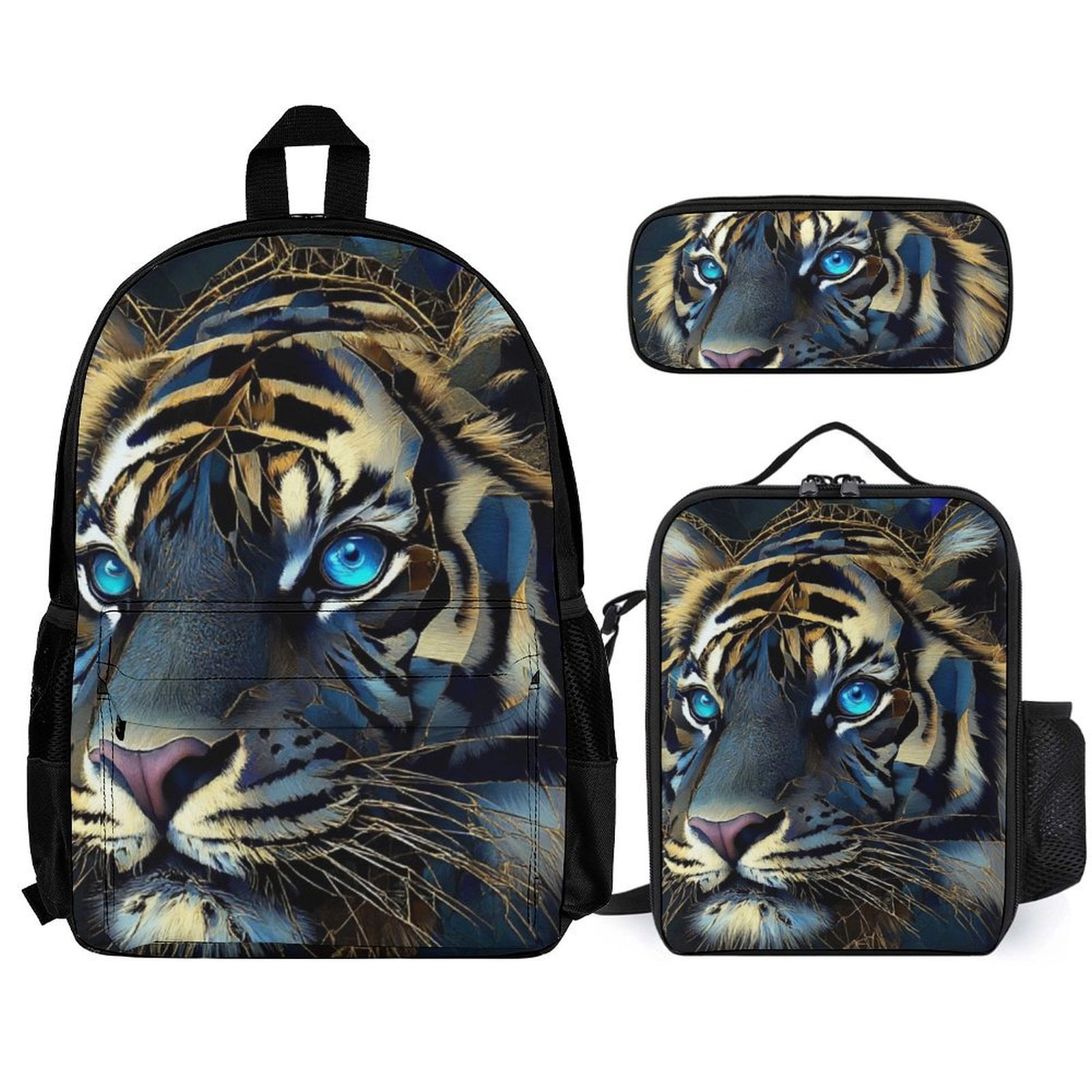 Blue-Eyed Tiger Portrait School Backpack Set Lightweight Backpack Book ...