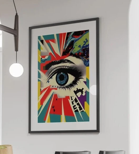 Blue Eyes Abstract Pop Art Print Home Decor Vintage Art Print Cute ...