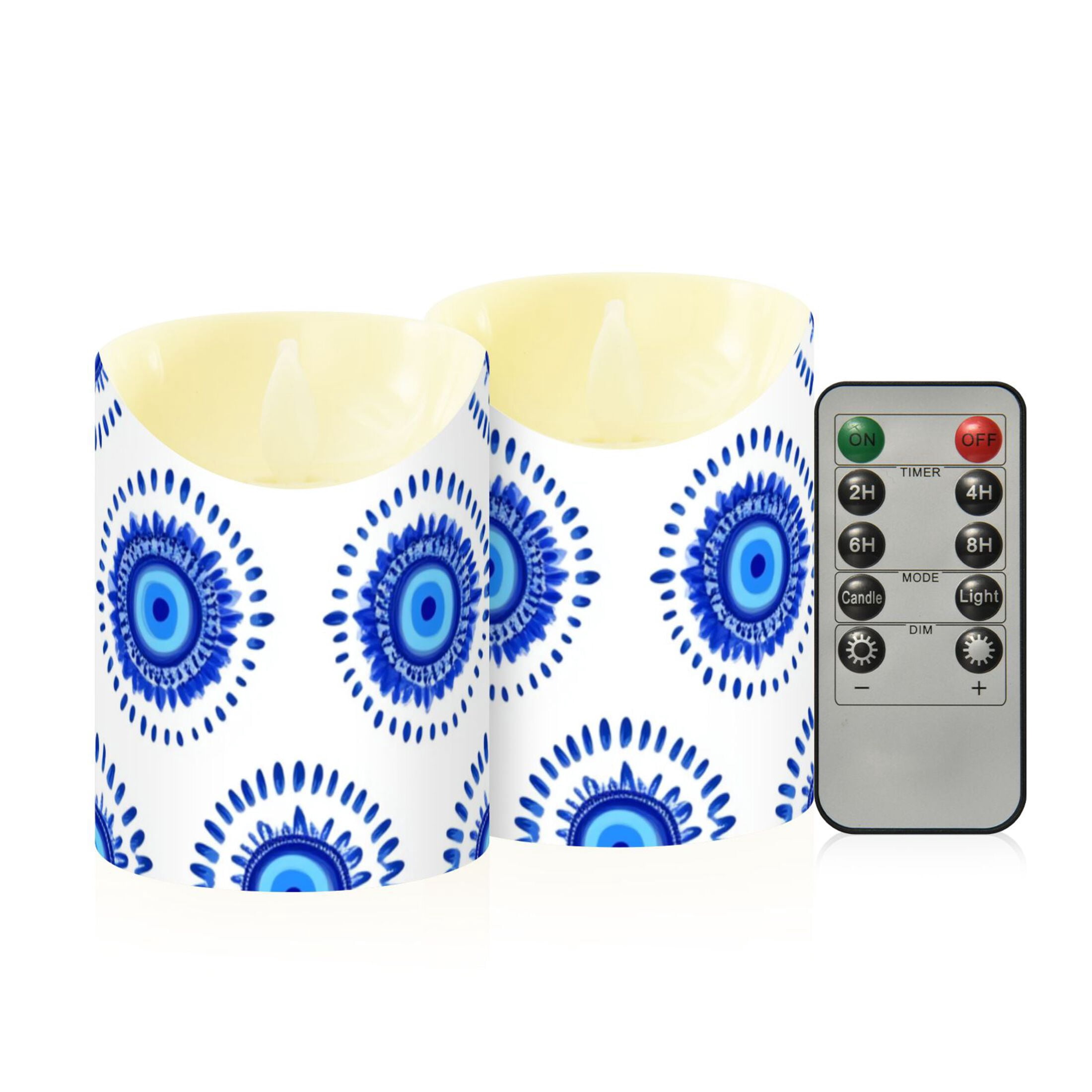 Blue Eyes Flickering Flameless Candles with Remote Timer Battery ...