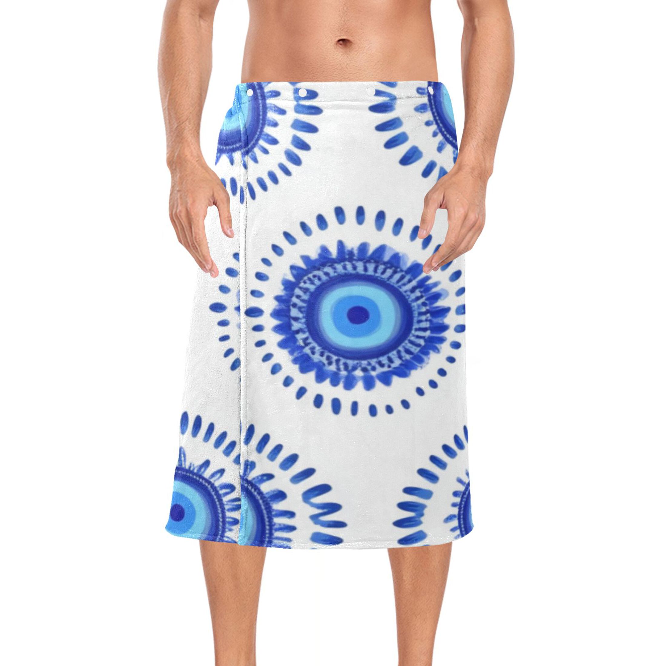 Blue Eyes Men's Bath Towel Adjustable Spa Wrap Bathrobe 60" x 28 ...