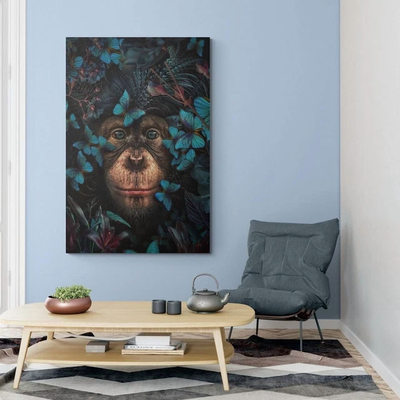 Blue Eyes Monkey Wall Art Home Decor Vintage Gift Living Room Dercor ...