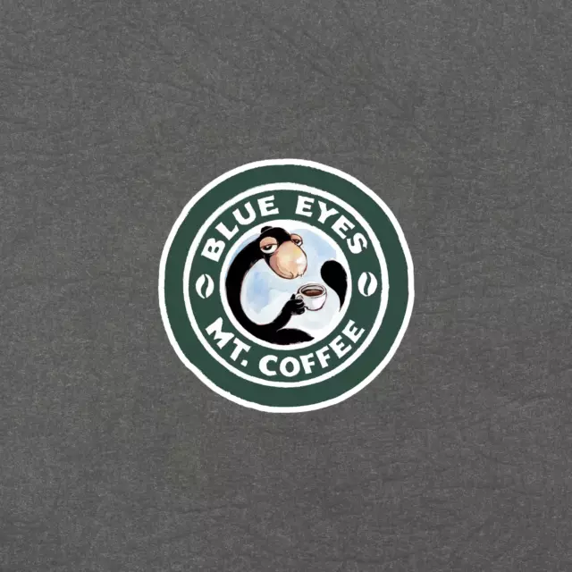 Blue Eyes Mt. Coffee Cafe Logo Sticker - Whimsical Caffeine Loving ...