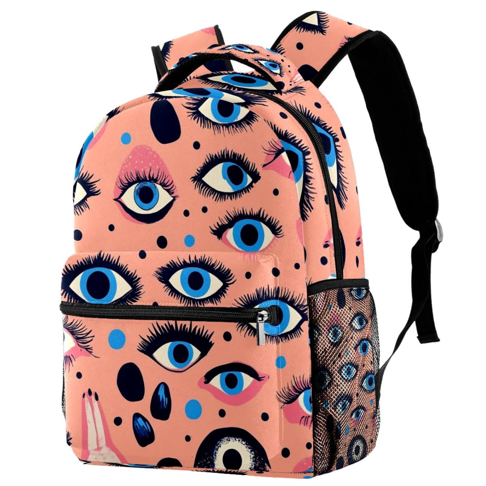 Blue Eyes Polka Dots Pattern Lightweight Backpacks Roomy Interior ...