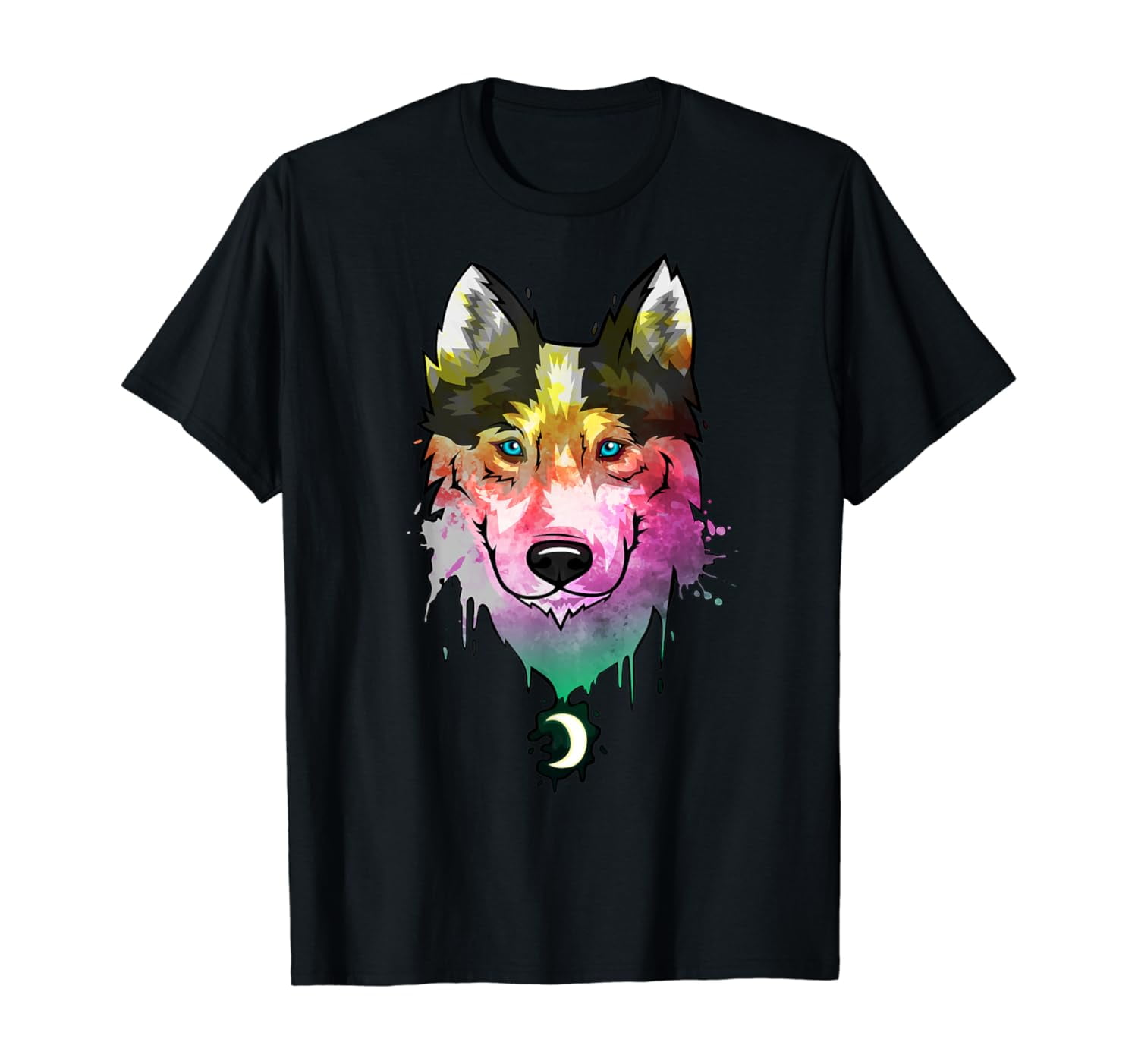 Blue Eyes Siberian Husky Watercolor Husky Water Color dog T-Shirt ...