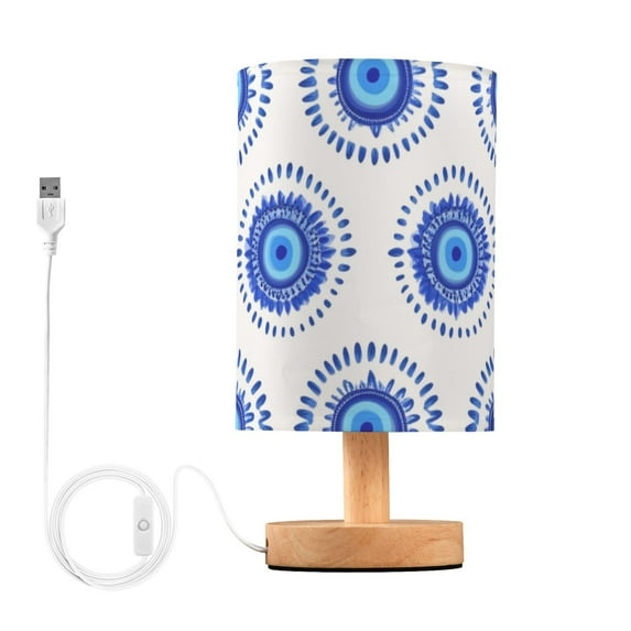 Blue Eyes Table Lamp with USB Port LED Warm Light Lamp Night Light Home ...