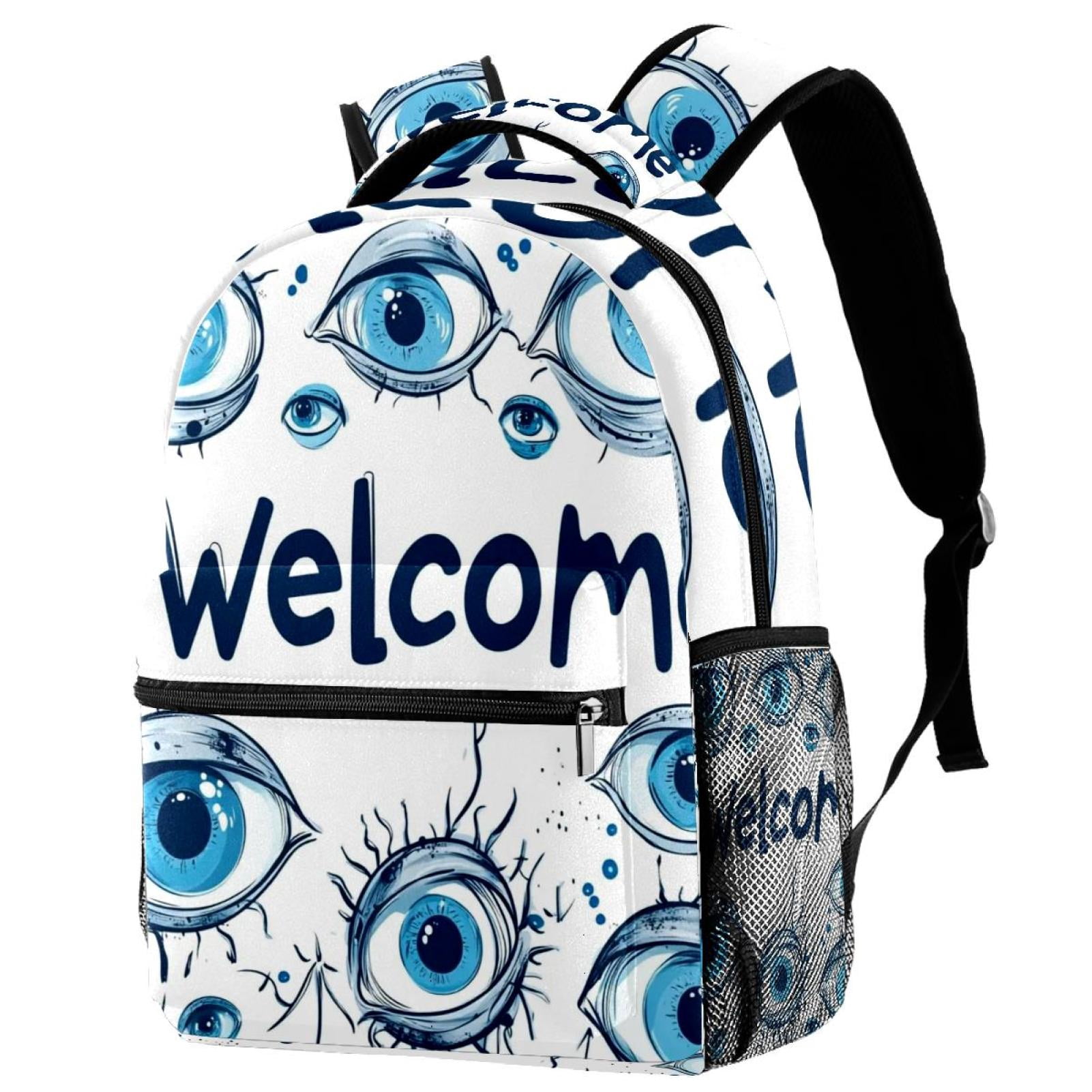 Blue Eyes Welcome Letters Casual Backpacks Lightweight Premium Backpack ...