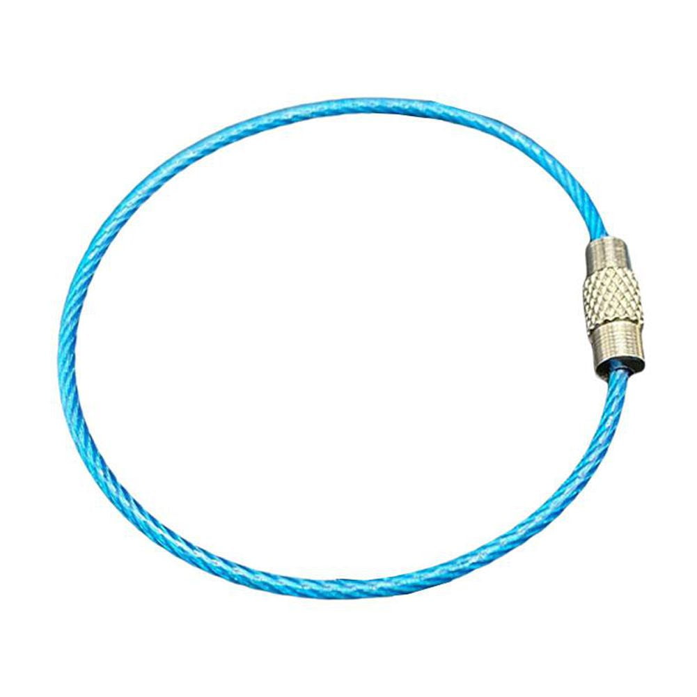 Blue (F) 1.5*150Mm$Wire Rope Ring Keychain Stainless Steel Color Coated ...