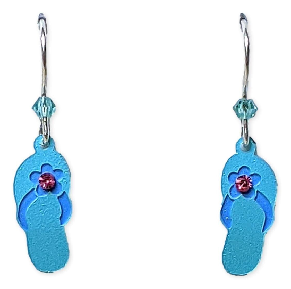 Blue FLIP FLOP Hypo-Allergenic Earrings, Sterling Silver Plated, by ...