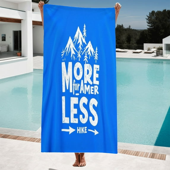 Blue Fabric Beach Towel with White Snow - Capped Mountains and Pine ...