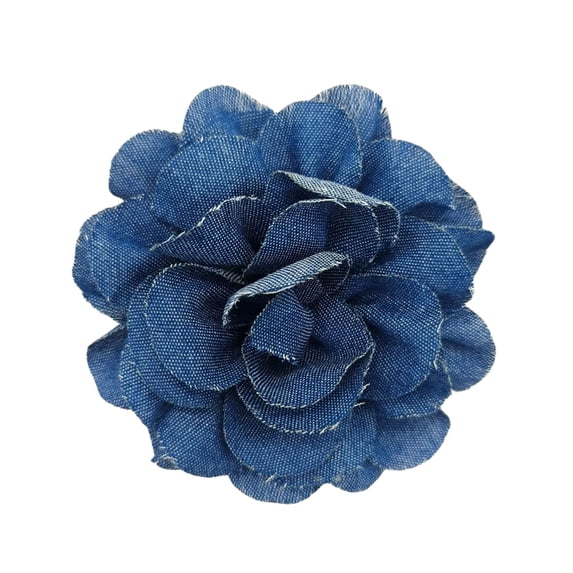 Blue Fabric Camellia Flower Brooches for Women Handmade Cloth Lapel Pin ...