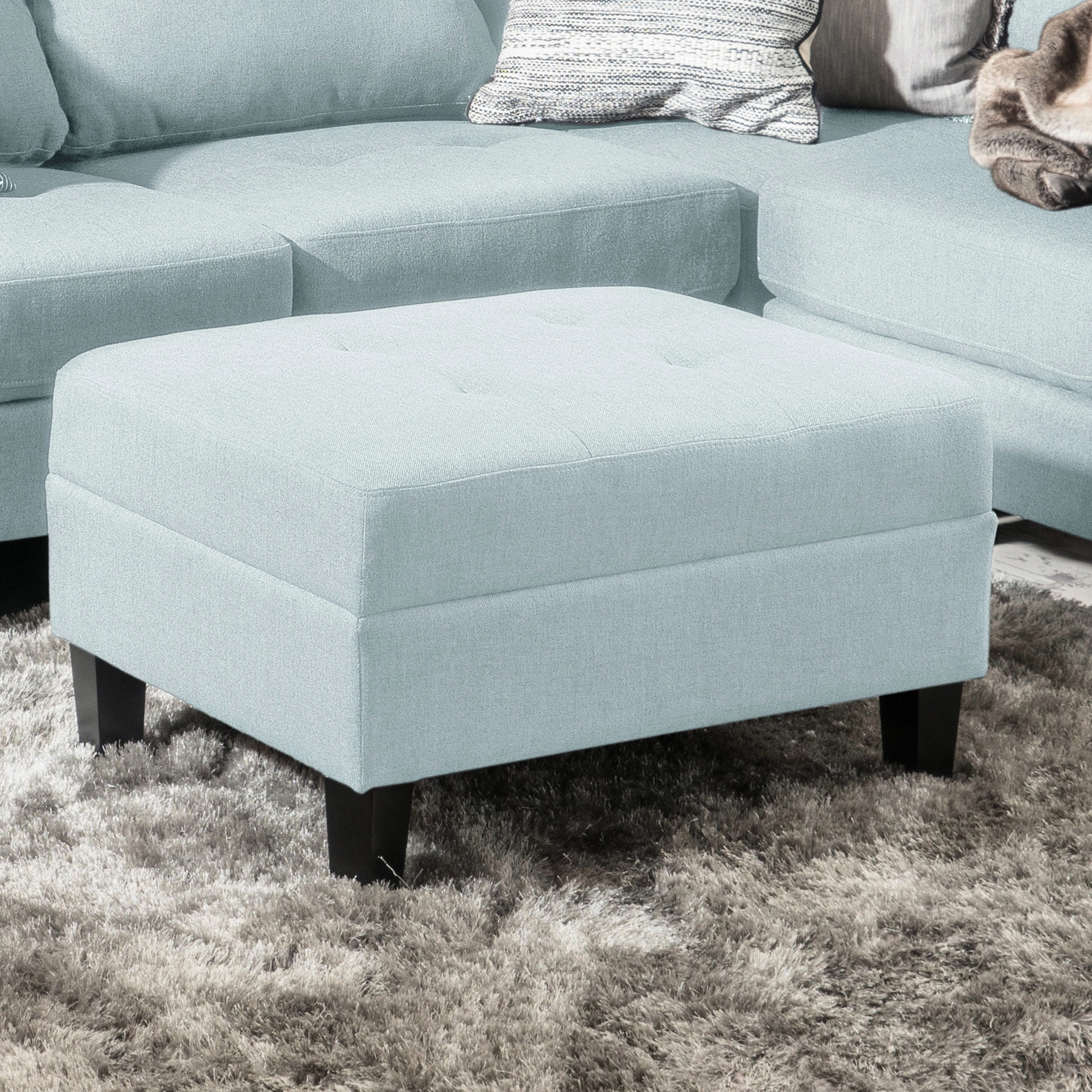 Blue Fabric Comfort Ottoman | Rest Legs and Provide Extra Seating at ...