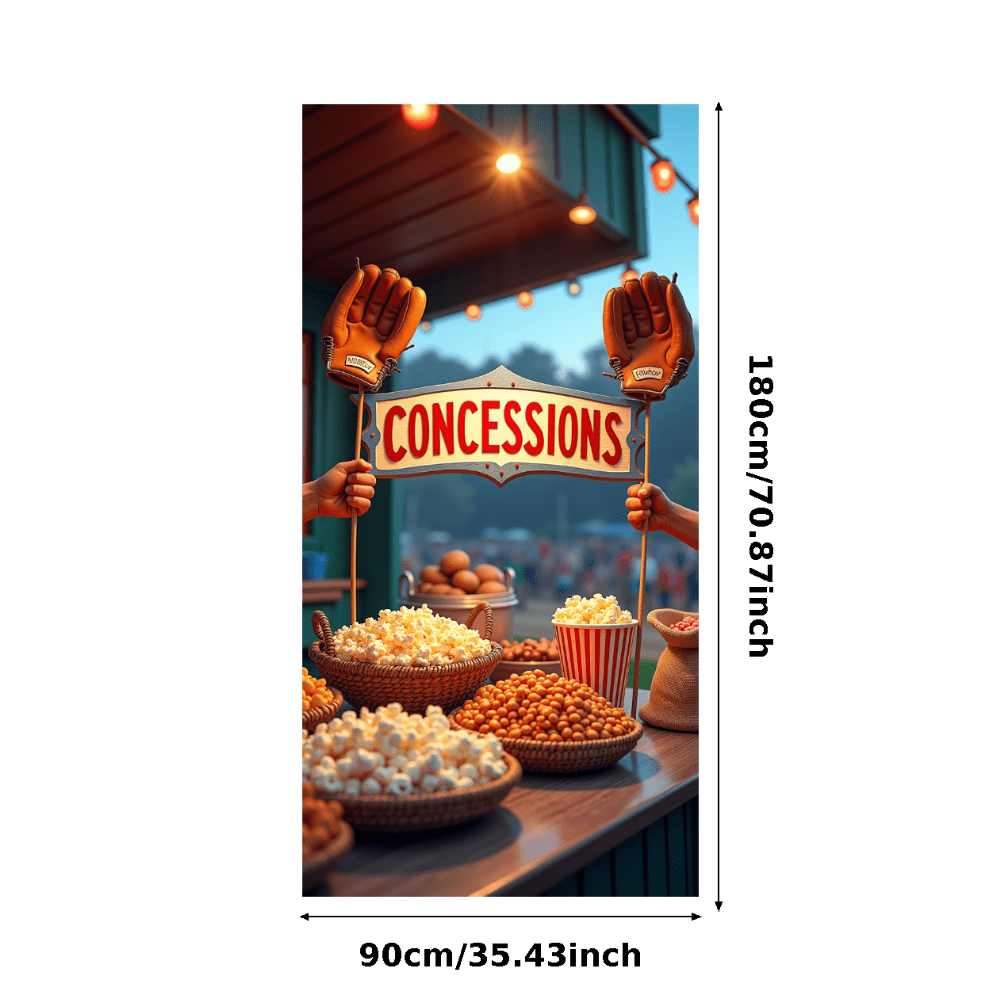 Blue Fabric Concessions Banner with Leather Glove Elements Party ...