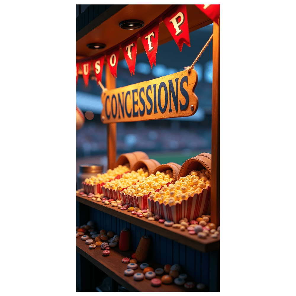 Blue Fabric Concessions Banner with Leather Glove Elements Party ...