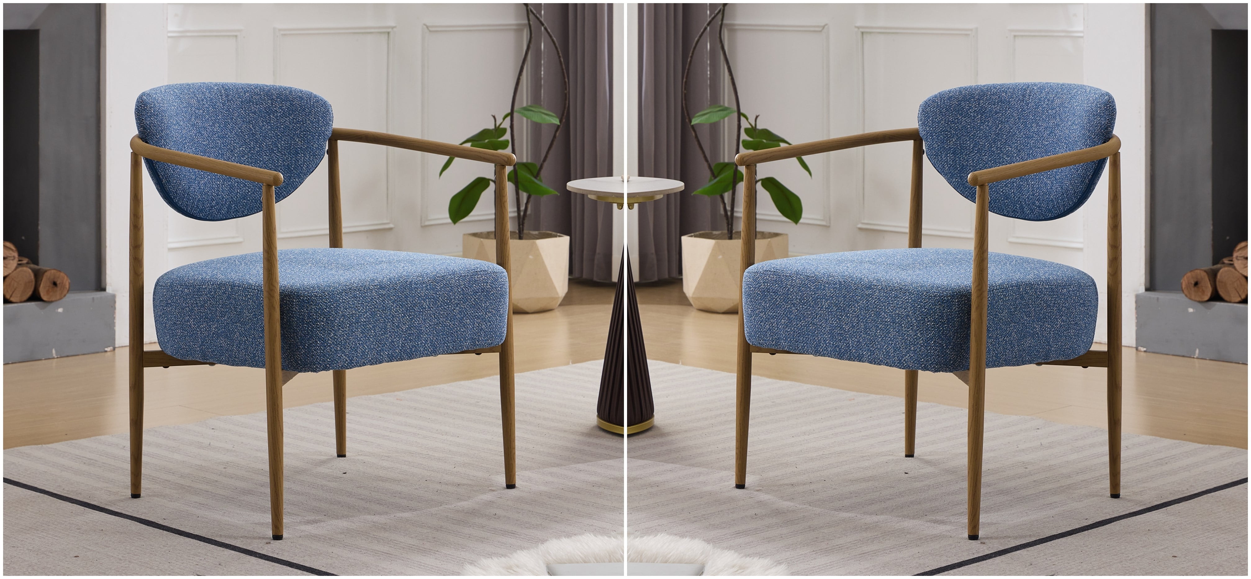 Blue Fabric Dining Room Chair, Living Room Chair, Bedroom Chair, Set of ...