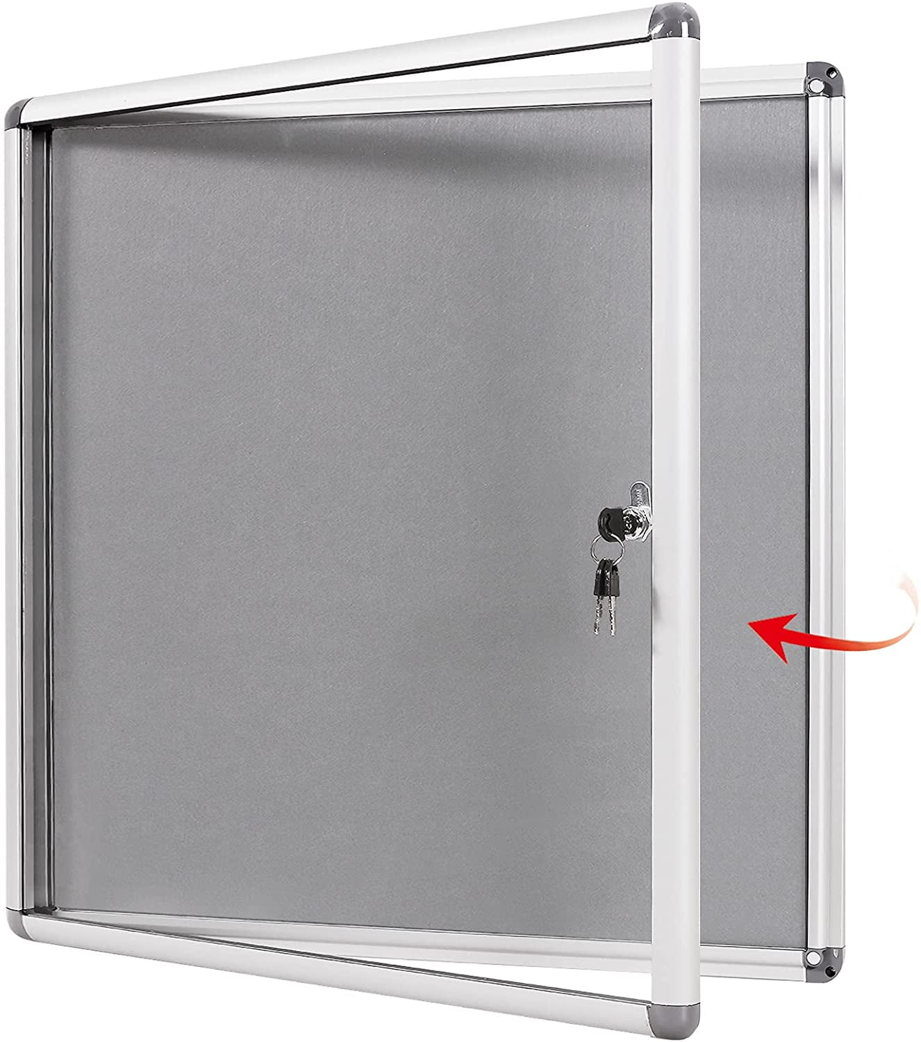 Blue Fabric Lockable Noticeboard Enclosed Pin Bulletin Board Glass ...