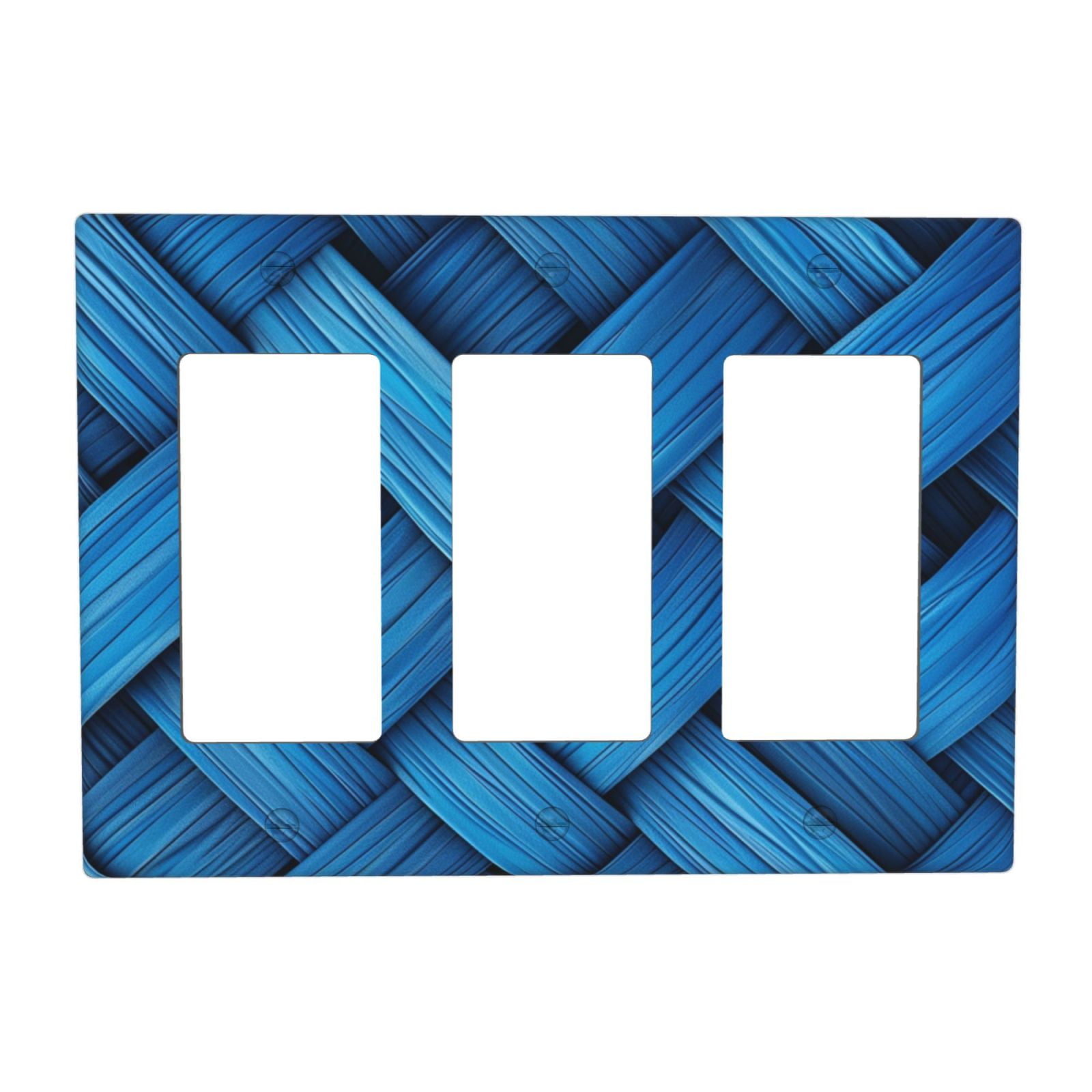 Blue Fabric Mix 3 Gang Toggle Light Switch Cover Decorative Switch ...